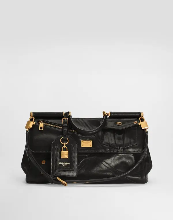 Dolce & Gabbana Leather Medium My Sicily Handbag With Biker Patch