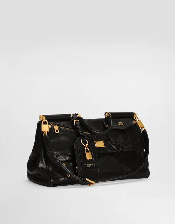 Dolce & Gabbana Leather Medium My Sicily Handbag With Biker Patch
