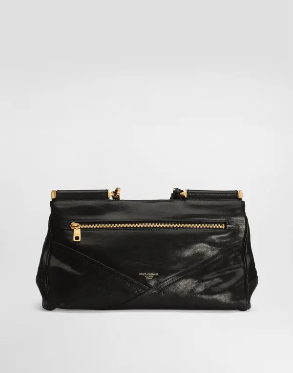 Dolce & Gabbana Leather Medium My Sicily Handbag With Biker Patch