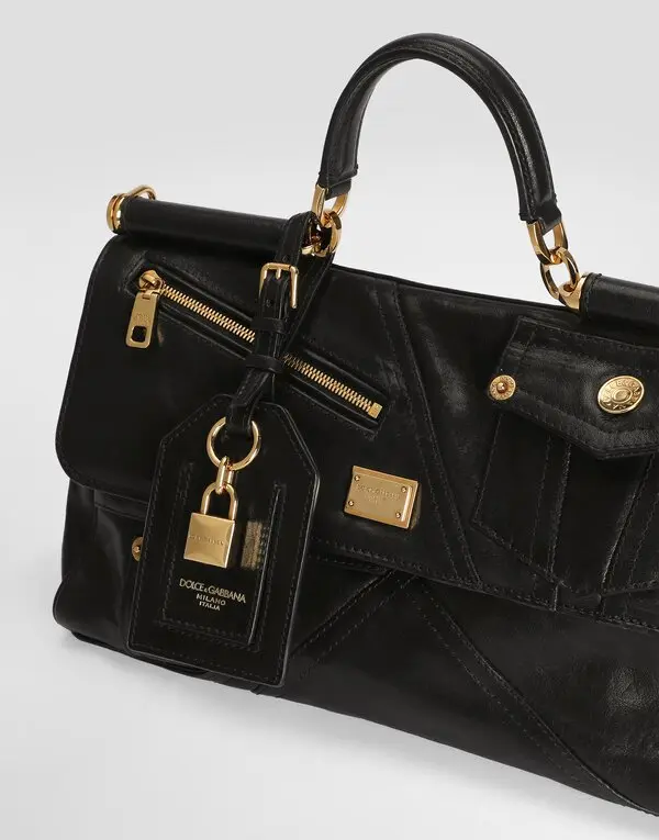 Dolce & Gabbana Leather Medium My Sicily Handbag With Biker Patch