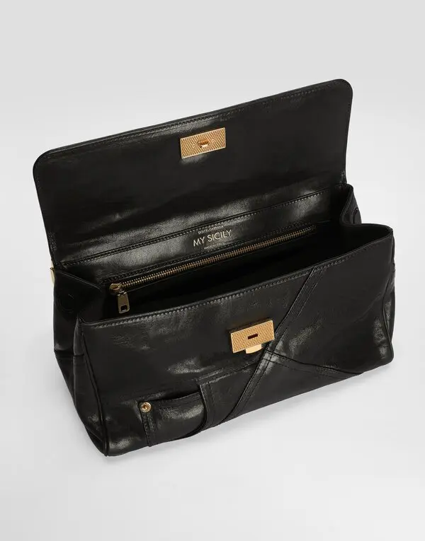 Dolce & Gabbana Leather Medium My Sicily Handbag With Biker Patch