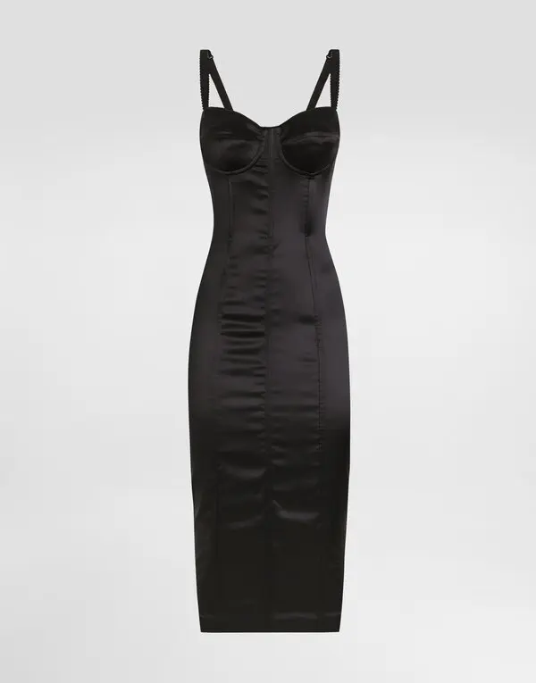 Dolce & Gabbana Stretch Satin Dress With Sweetheart Neckline