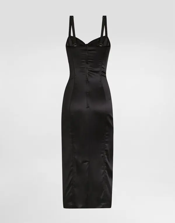 Dolce & Gabbana Stretch Satin Dress With Sweetheart Neckline
