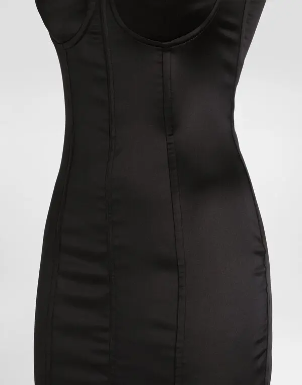 Dolce & Gabbana Stretch Satin Dress With Sweetheart Neckline
