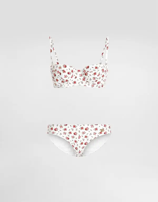 Dolce & Gabbana Small Rose-print Padded Balconette Bikini - Multicolor