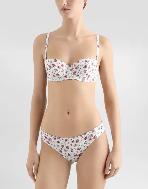 Dolce & Gabbana Small Rose-print Padded Balconette Bikini