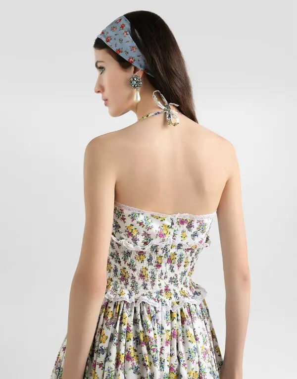 Dolce & Gabbana Small Floral-print Poplin Maxi Dress