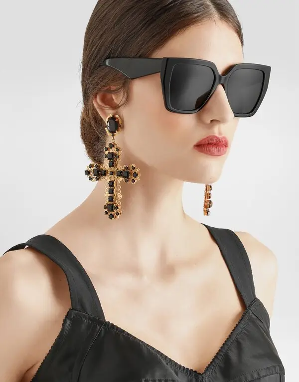 Dolce & Gabbana Embellished Cross Clip-on Earrings