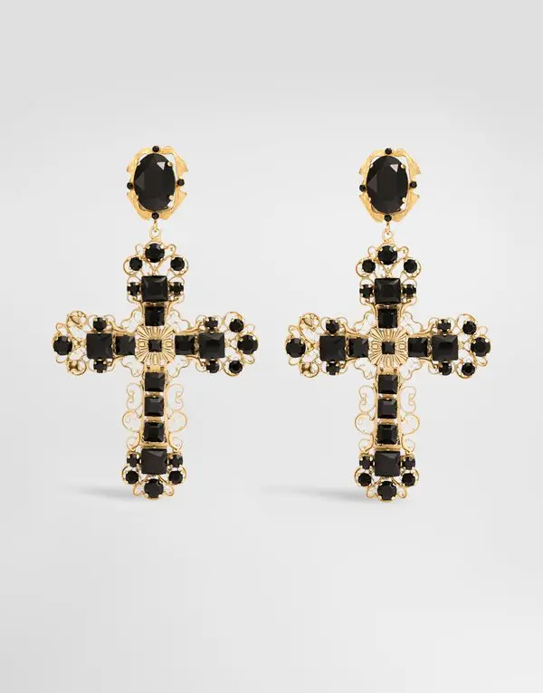 Dolce & Gabbana Embellished Cross Clip-on Earrings - Multicolor