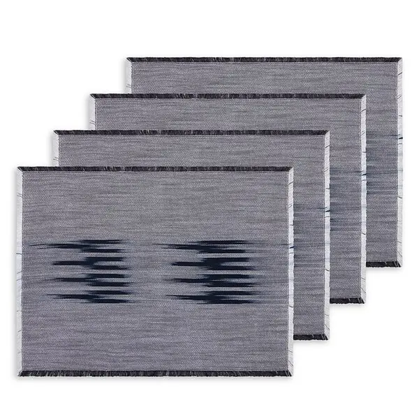 KUTNIA Peshtemal Ikat Cotton Fringe Placemats, Set Of 4 - Navy