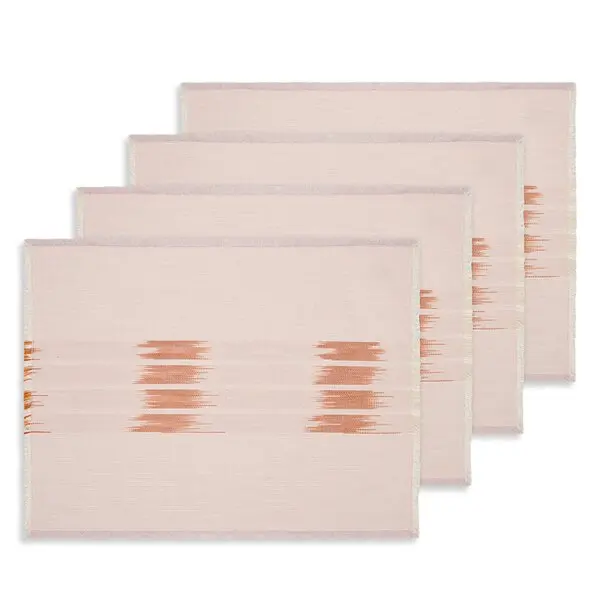 KUTNIA Peshtemal Ikat Cotton Fringe Placemats, Set Of 4 - Pink/orange