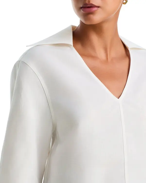 RÓHE Collared V Neck Tunic Top