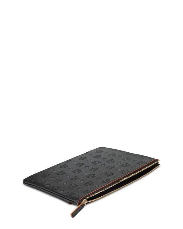 Mcm Aren Logo Embossed Leather Pouch