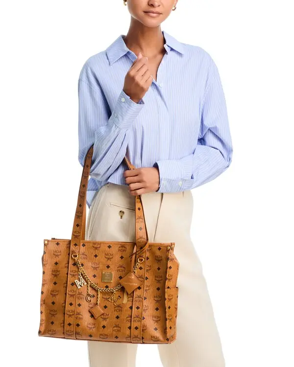 Mcm Aren Large Visetos Canvas School Bag