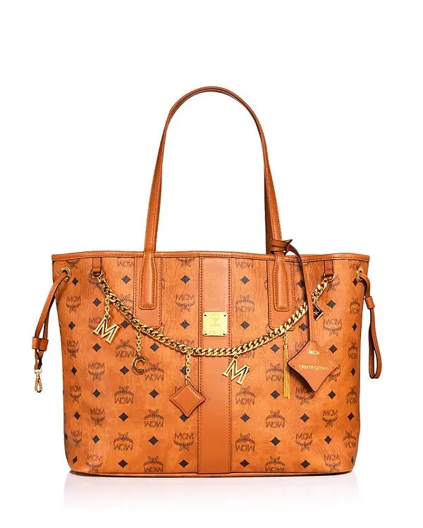 Mcm Liz Visetos Canvas Shopper Bag - Cognac