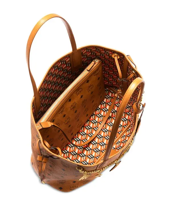 Mcm Liz Visetos Canvas Shopper Bag - Cognac