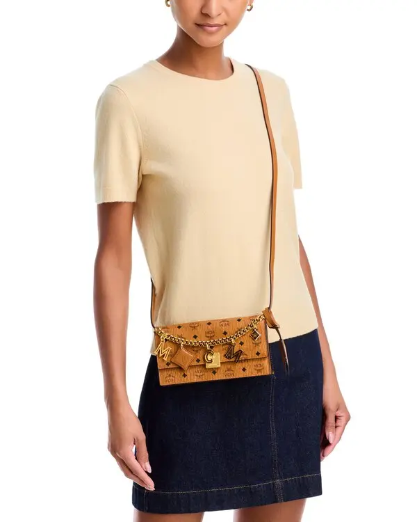 Mcm Aren Medium Visetos Canvas Crossbody