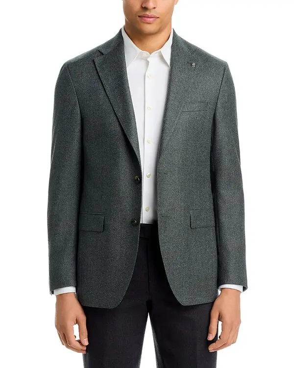 JACK VICTOR Midland Regular Fit Twill Solid Wool Sport Coat - Forest Green