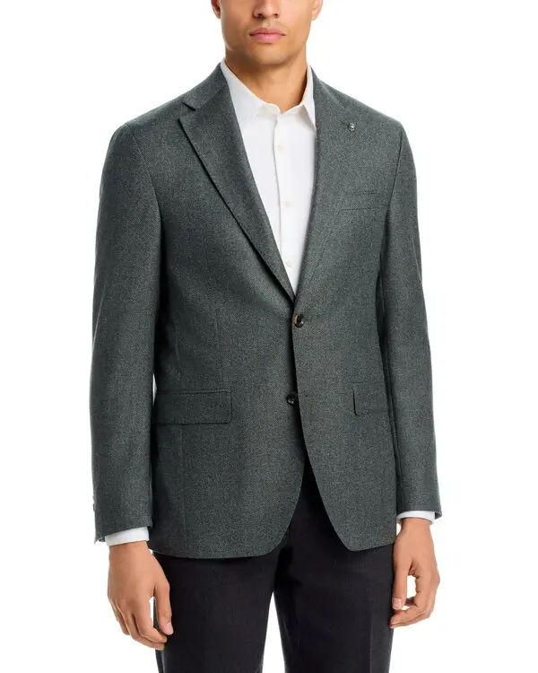 JACK VICTOR Midland Regular Fit Twill Solid Wool Sport Coat - Forest Green
