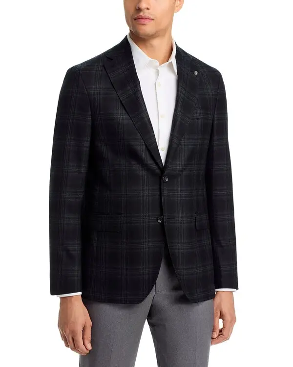 JACK VICTOR Midland Regular Fit Brushed Tonal Plaid Wool Sport Coat
