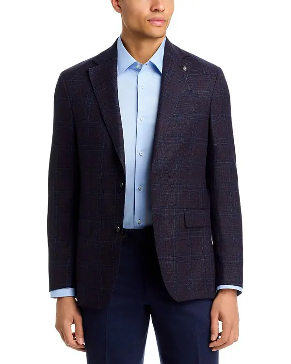 JACK VICTOR Midland Regular Fit Textured Windowpane Wool Sport Coat