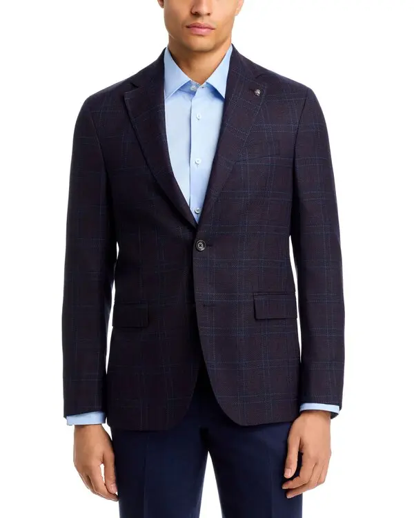 JACK VICTOR Midland Regular Fit Textured Windowpane Wool Sport Coat