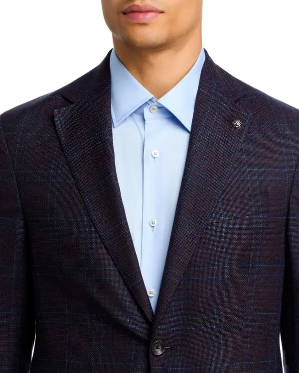 JACK VICTOR Midland Regular Fit Textured Windowpane Wool Sport Coat