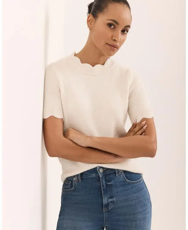 Mint Velvet Scallop Knit Top
