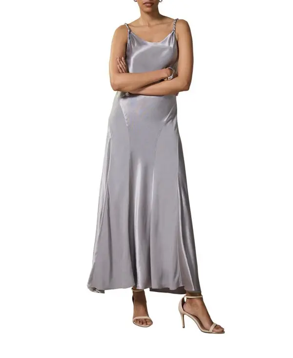 Mint Velvet Metallic Satin Midi Slip Dress