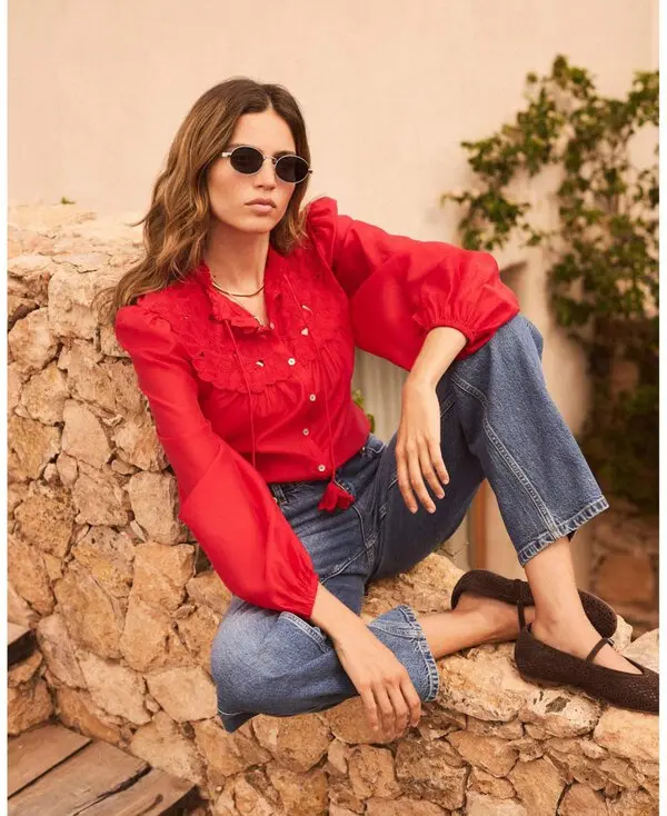 Mint Velvet Floral Detail Cutwork Blouse
