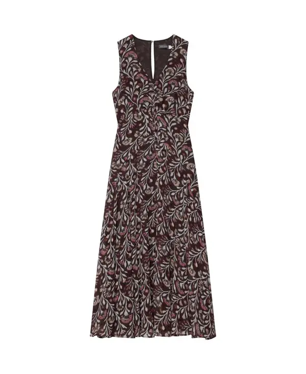 Mint Velvet Sleeveless Floral Print Maxi Dress - Brown