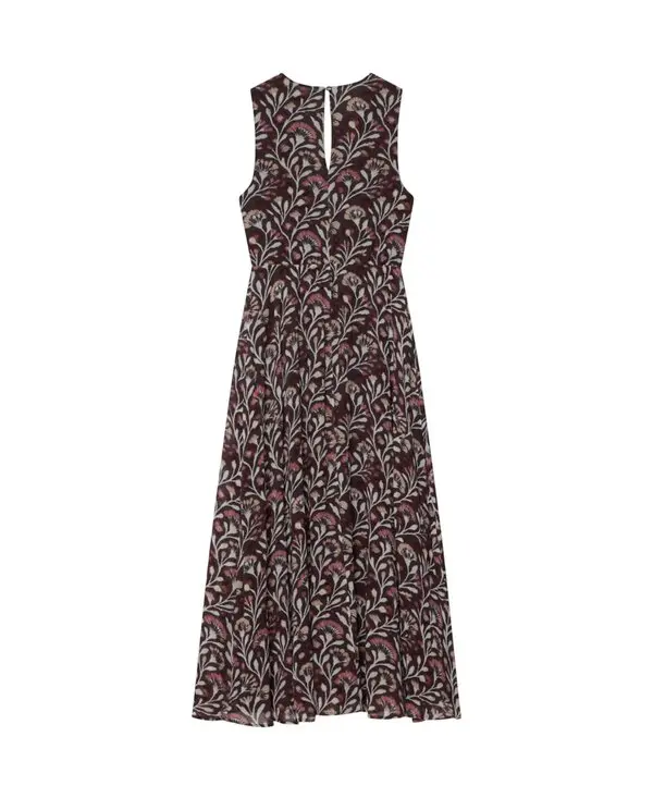 Mint Velvet Sleeveless Floral Print Maxi Dress - Brown
