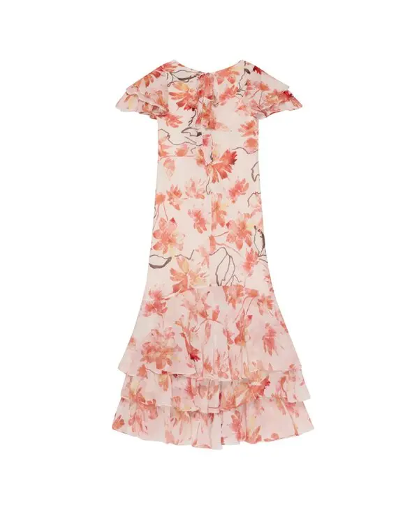 Mint Velvet Floral Ruffle Tie-back Midi Dress