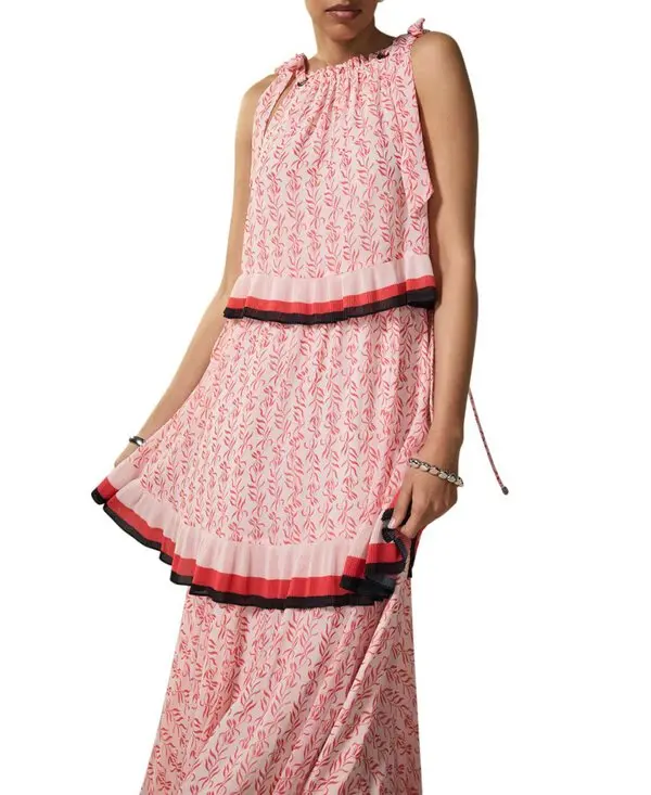 Mint Velvet Printed Tiered Halterneck Midaxi Dress