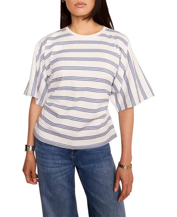 Mint Velvet Cotton Stripe Batwing T-shirt