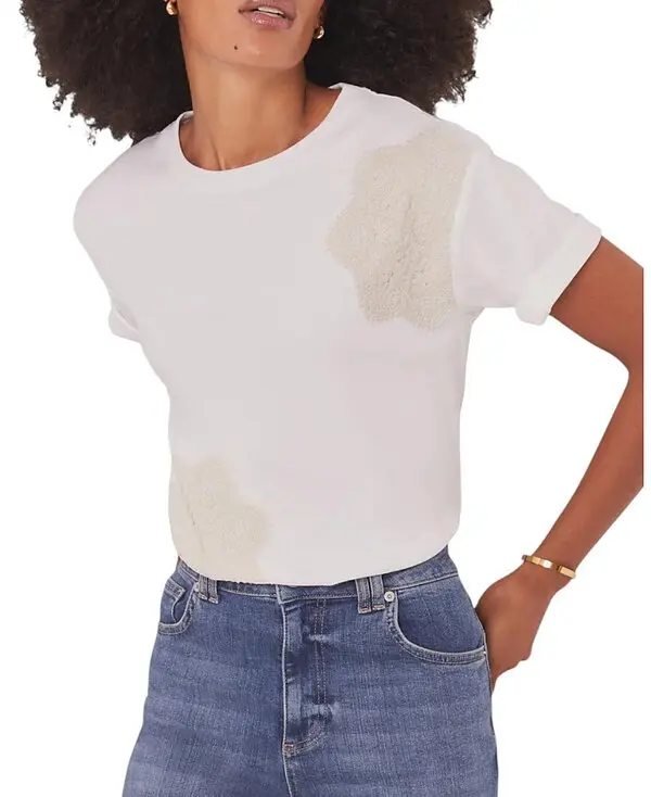 Mint Velvet Cotton Crochet Detail T-shirt