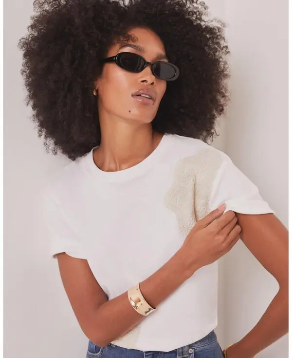 Mint Velvet Cotton Crochet Detail T-shirt