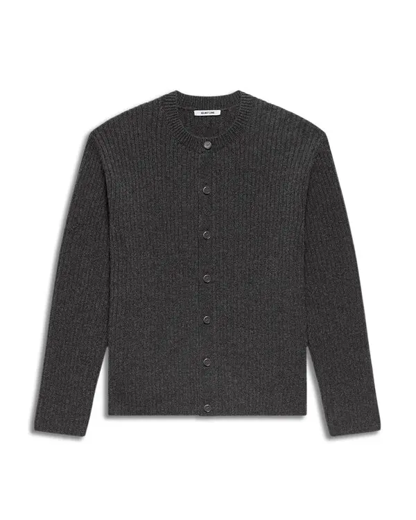 Helmut Lang Ribbed Crewneck Rustic Wool Cardigan