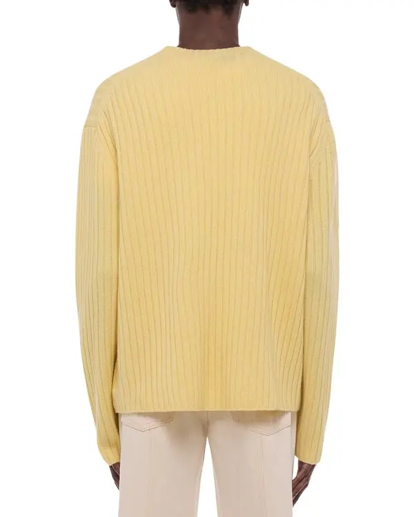 Helmut Lang Ribbed Crewneck Rustic Wool Sweater