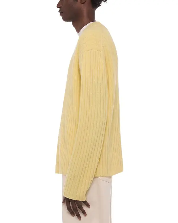 Helmut Lang Ribbed Crewneck Rustic Wool Sweater