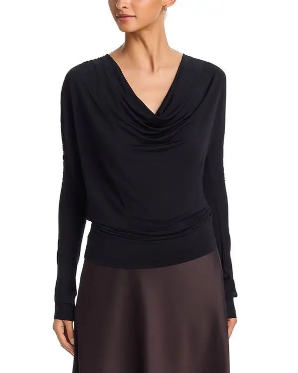 Helmut Lang Cowl Neck Long Sleeve Top - Black