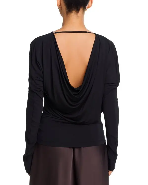Helmut Lang Cowl Neck Long Sleeve Top - Black
