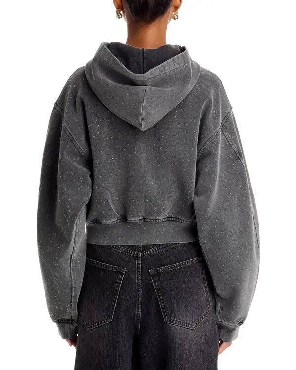 Alexander Wang Zip Up Hoodie With Allover Hotfix
