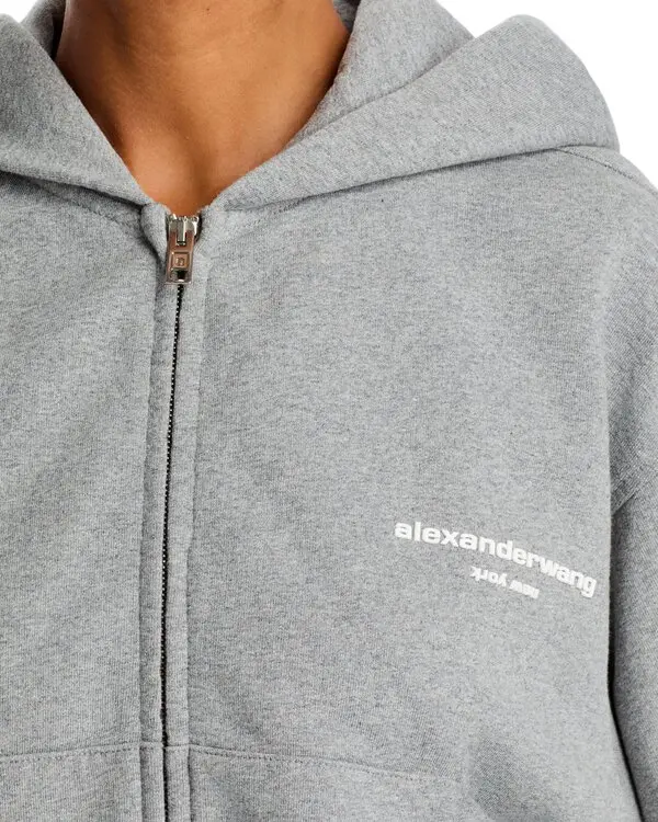 Alexander Wang Zip Up Logo Hoodie - Sidewalk