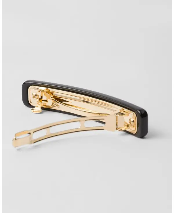 Prada Hair Clip With Triangle Logo