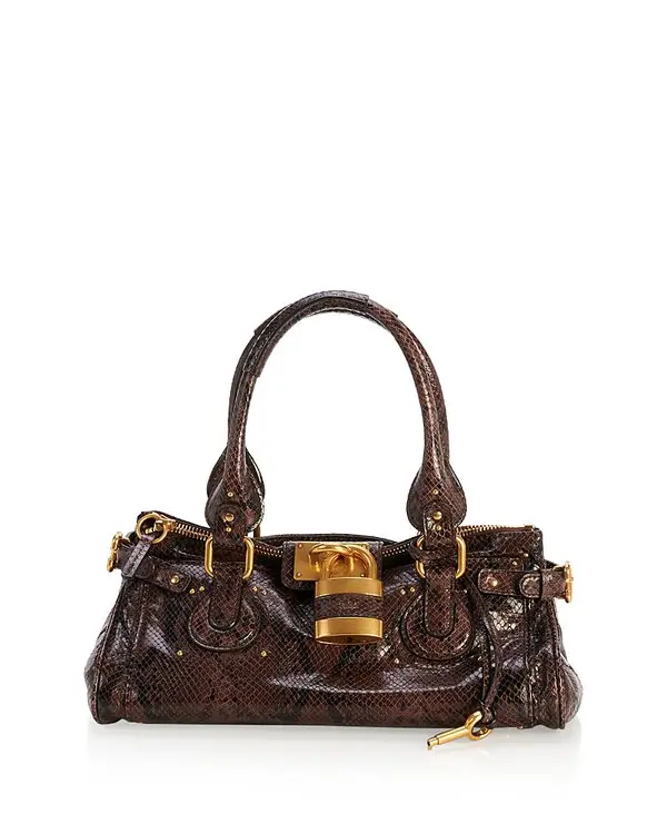 Chloé Paddington Embossed Leather Shoulder Bag - Kohl Brown