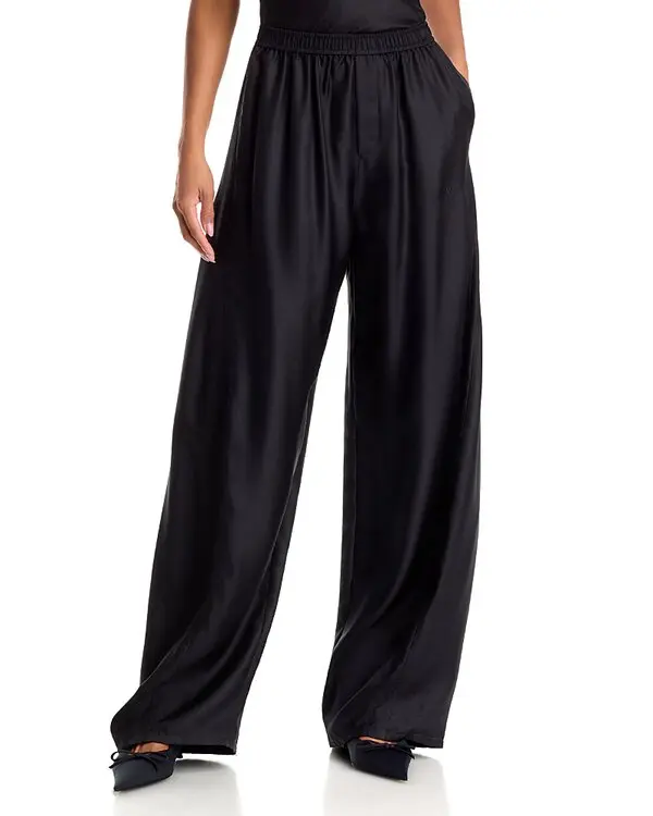 Alexander Wang Mid Rise Silk Track Pants - Black