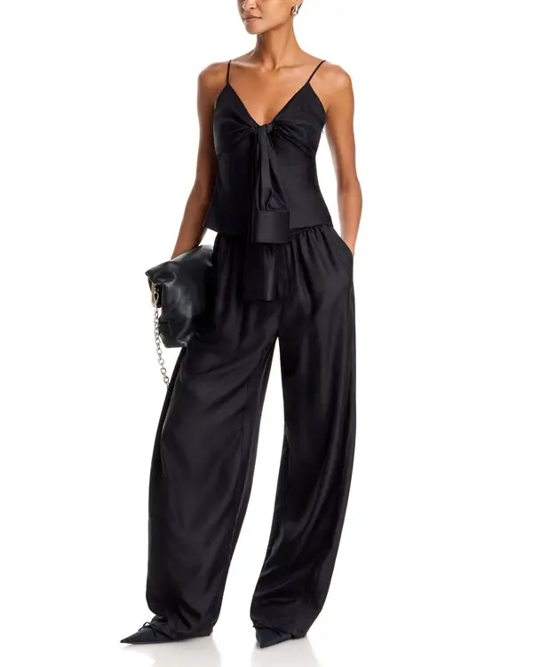 Alexander Wang Mid Rise Silk Track Pants
