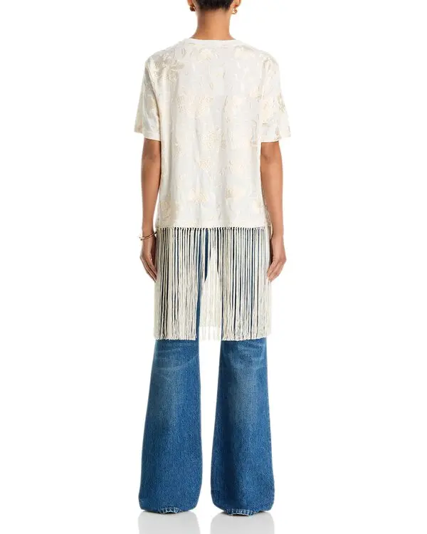 Sea Rafina Eyelet Embellished Fringe Trim Cotton Tee