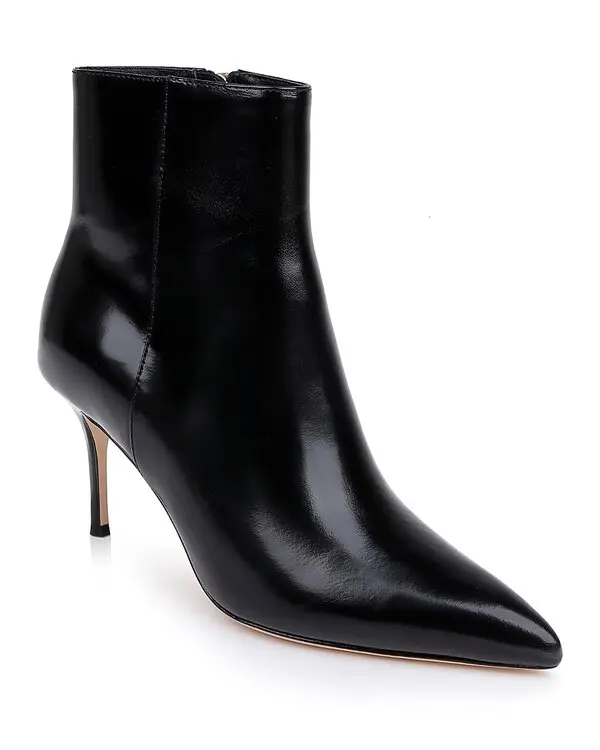 L'Agence Houston Ii Pointed Toe Ankle Boots - Black Leather
